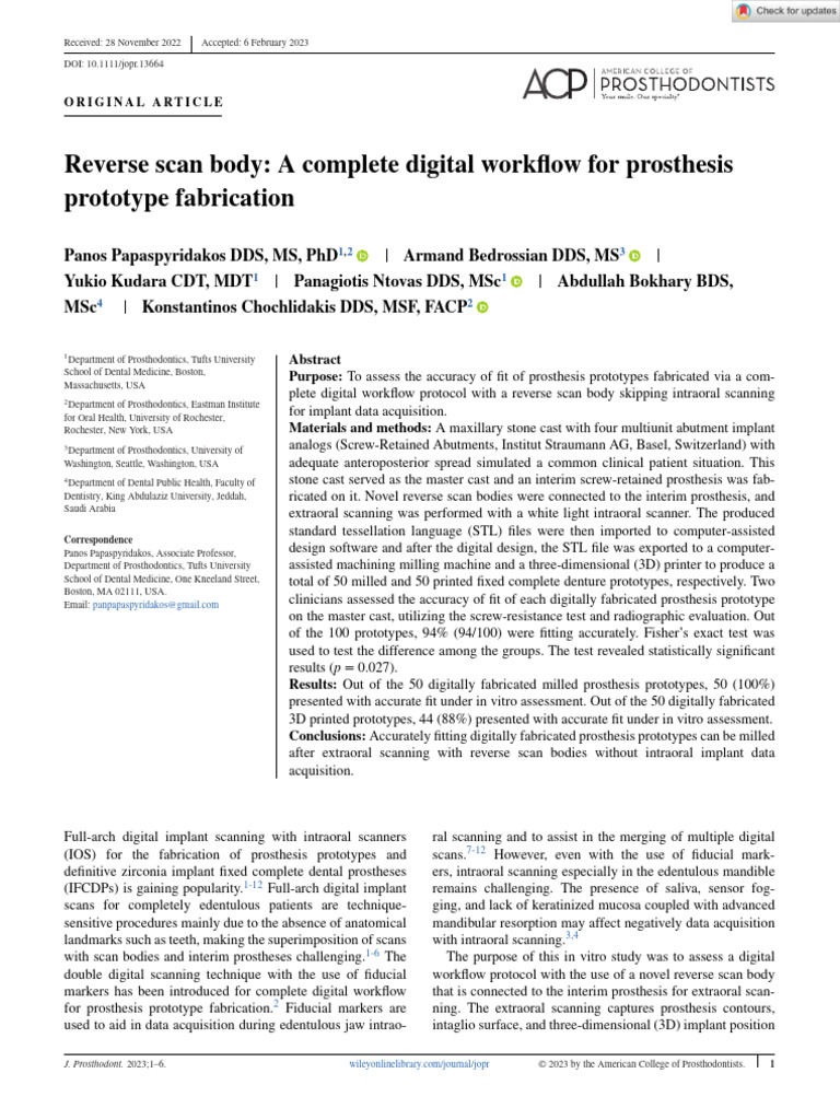 Reverse Scan Body a Complete Digital Workflow for Prosthesis Prototype ...