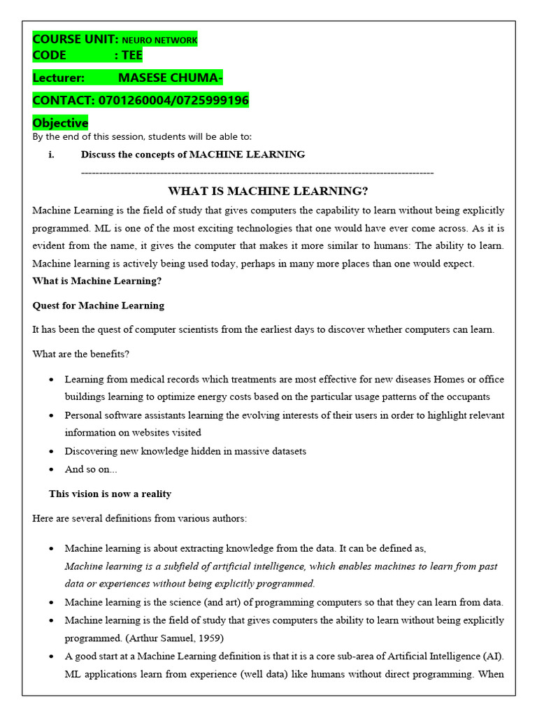 Understanding Machine Learning Concepts | PDF | Machine Learning ...