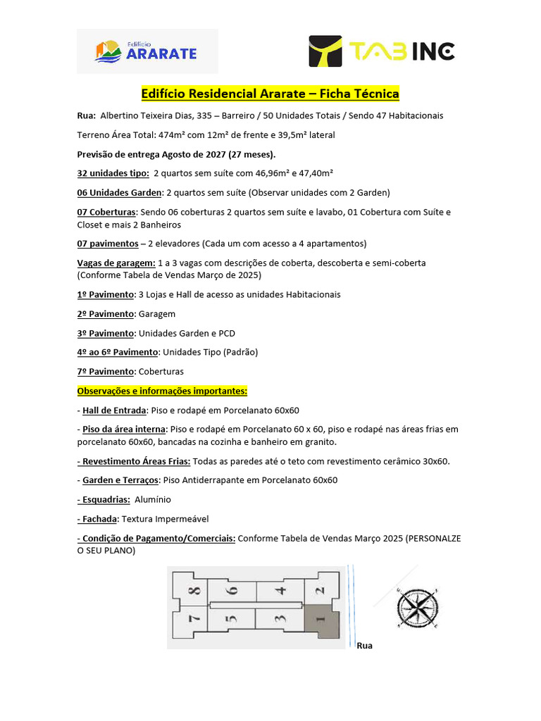 Edifício Residencial Ararate - Ficha Técnica | PDF