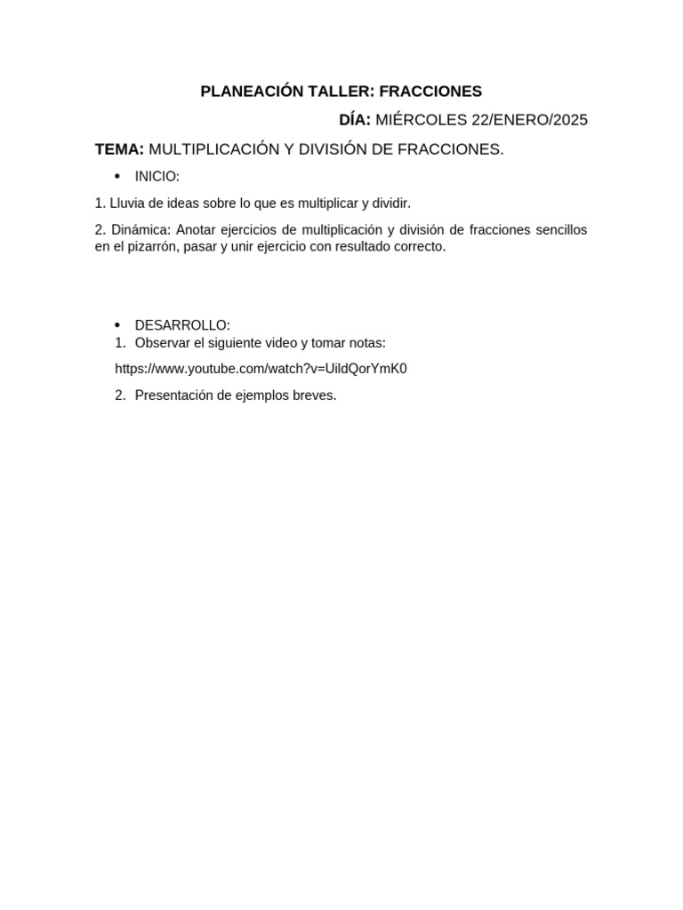 Planeación Taller Multiplicacion y Division | PDF