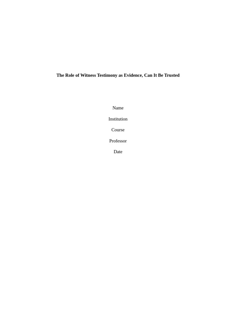 The Role of Witness Testimony As Evidence | PDF | Witness | Justice