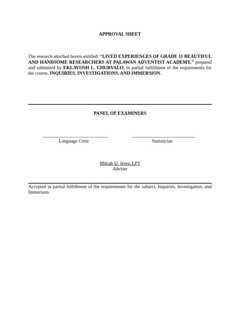 Approval Sheet and Abstract Template | PDF