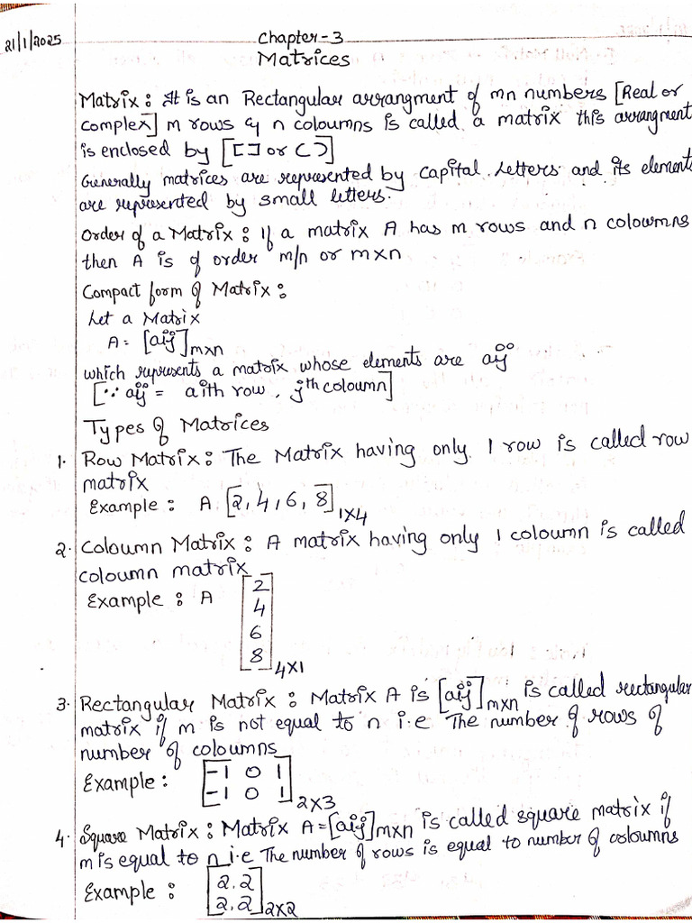 Chapter-3 Matrices Grade-XII | PDF