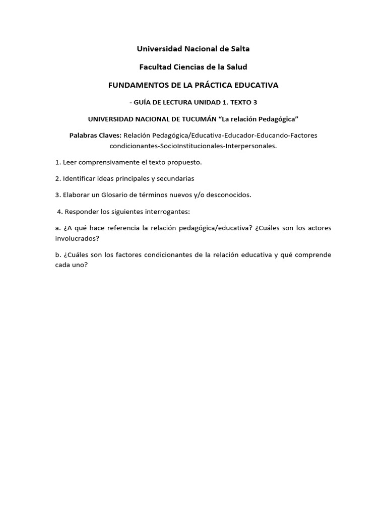 Guia de Lectura_Unidad 1_Texto 3 | PDF