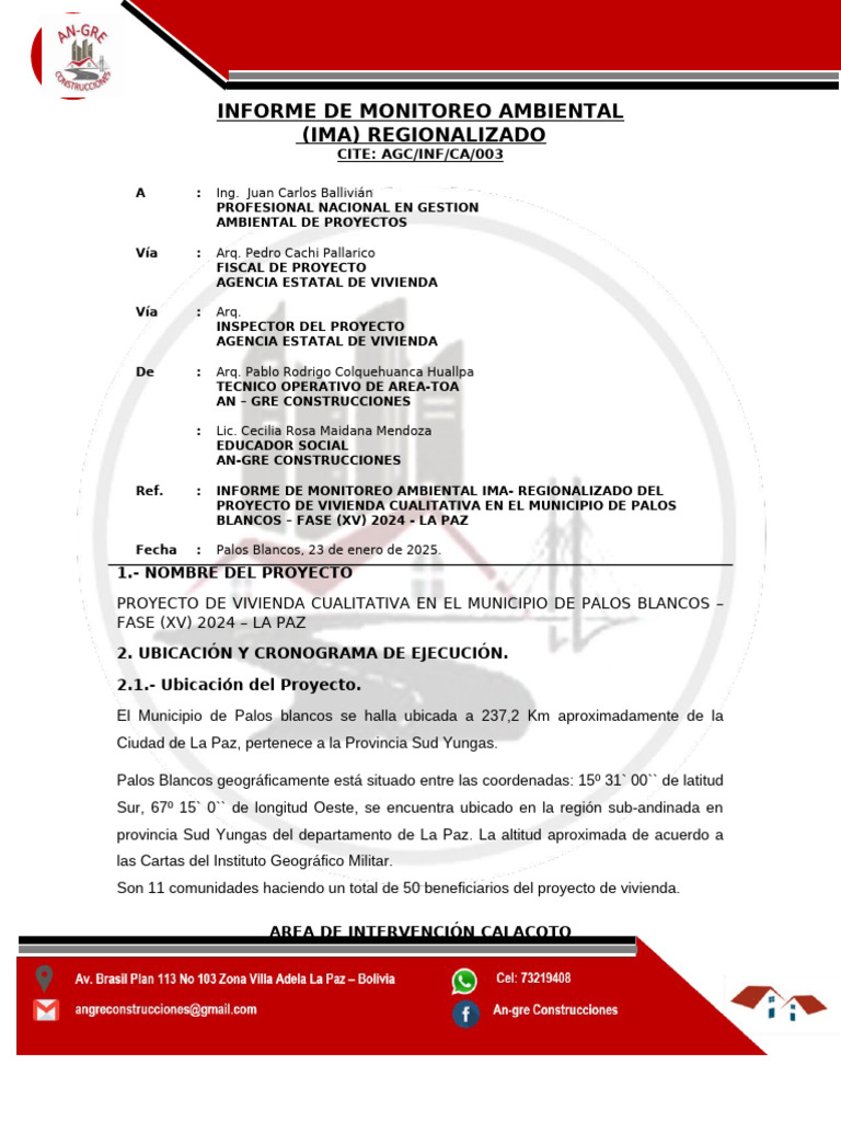 Informe Monitoreo Ambiental | PDF | Clima | Residuos