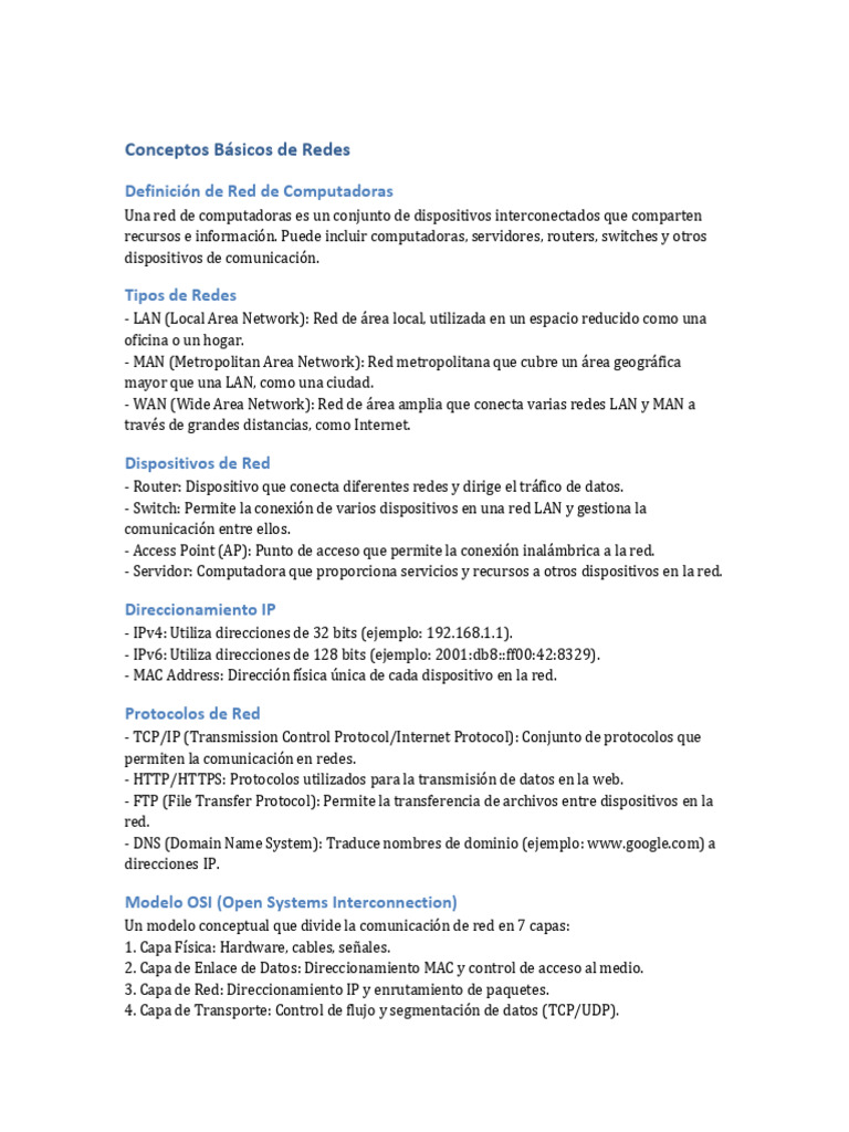 Conceptos Basicos de Redes | PDF | Red de computadoras | Protocolos de internet