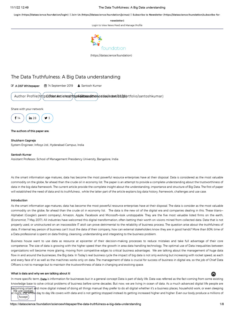 The Data Truthfulness - A Big Data Understanding | PDF | Big Data | Data