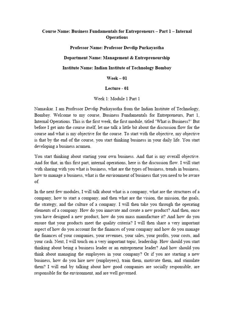 Business Fundamentals Lec01 | PDF | Entrepreneurship | Marketing