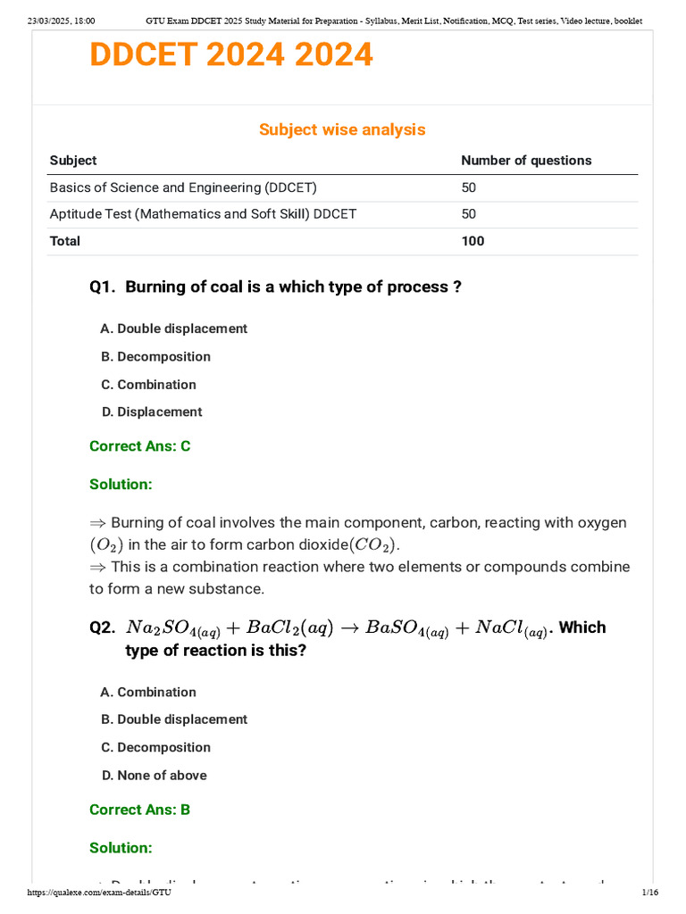 GTU Exam DDCET 2025 Study Material For Preparation - Syllabus, Merit List, Notification, MCQ ...