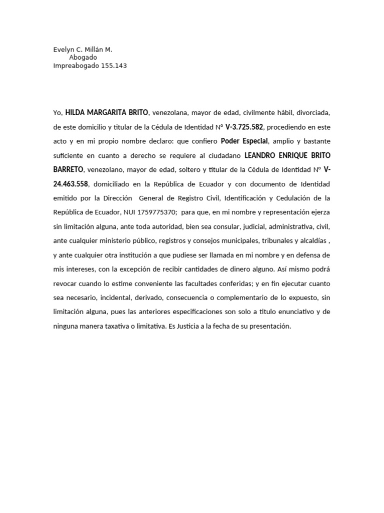 Poder Especial en Ecuador | PDF