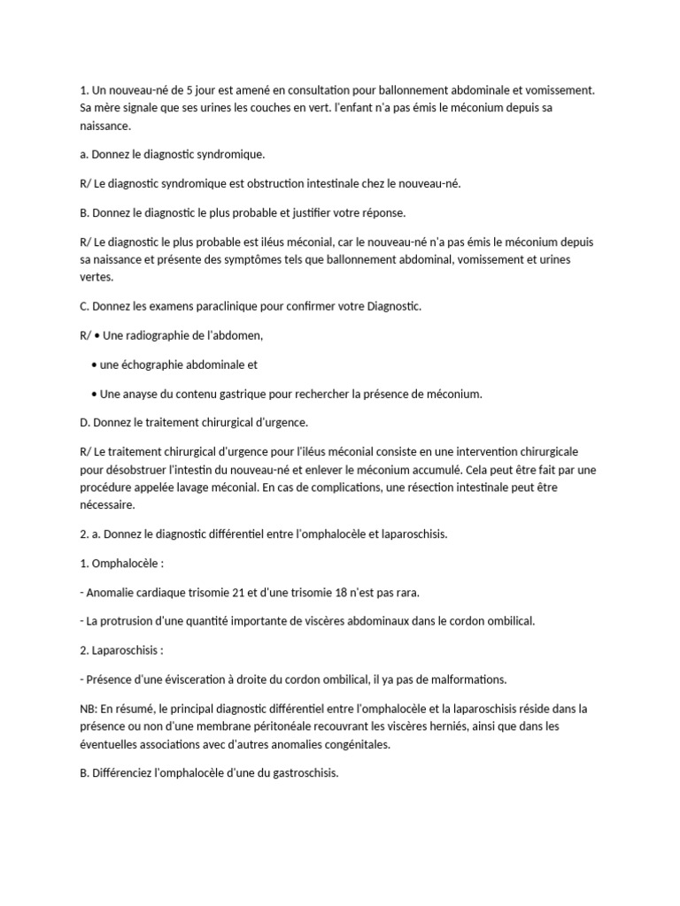 Diagnostic de l'iléus méconial néonatal | PDF | Nourrisson ...