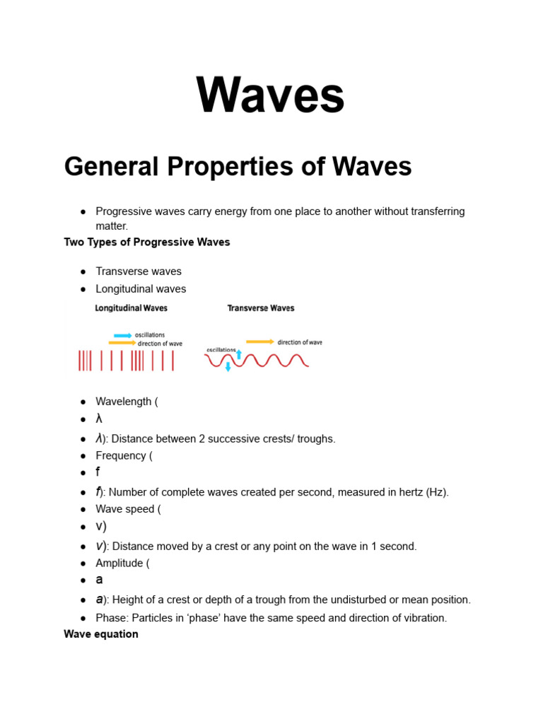 Waves Igcse Pdf Electromagnetic Spectrum Sound