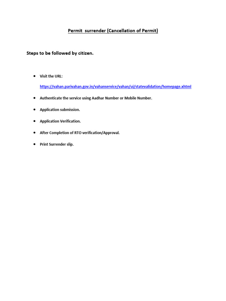 13) Permit Surrender (Cancellation of Permit) | PDF