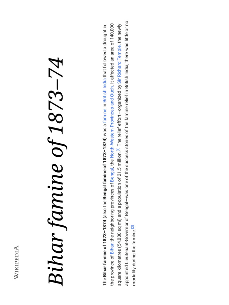 Bihar Famine Relief Efforts 1873-74 | PDF | Disasters | Hunger