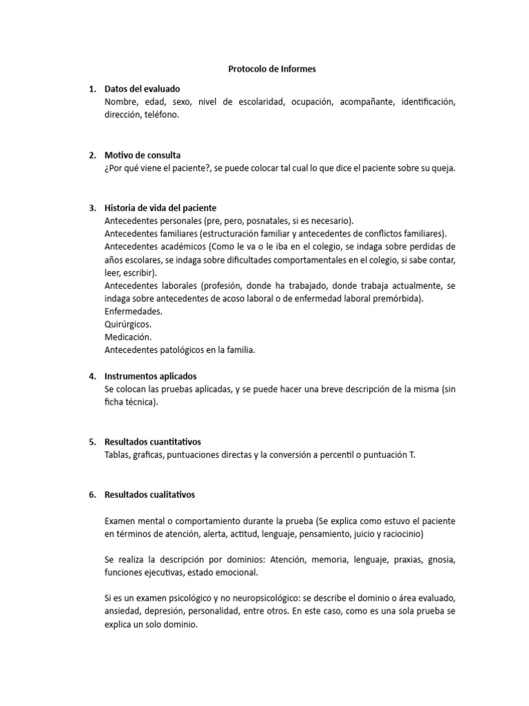 Protocolo de Informes | PDF