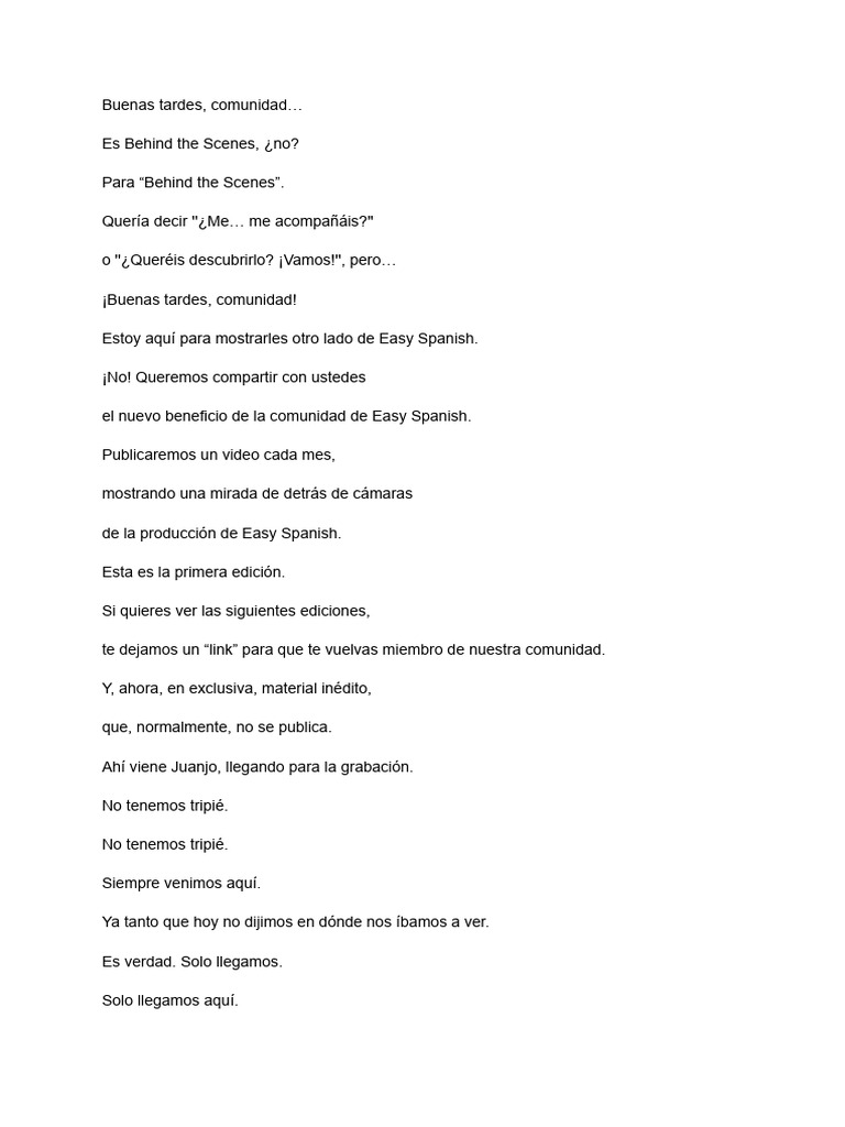 ESBTS1 - Transcript in Spanish Only | PDF | Lingüística