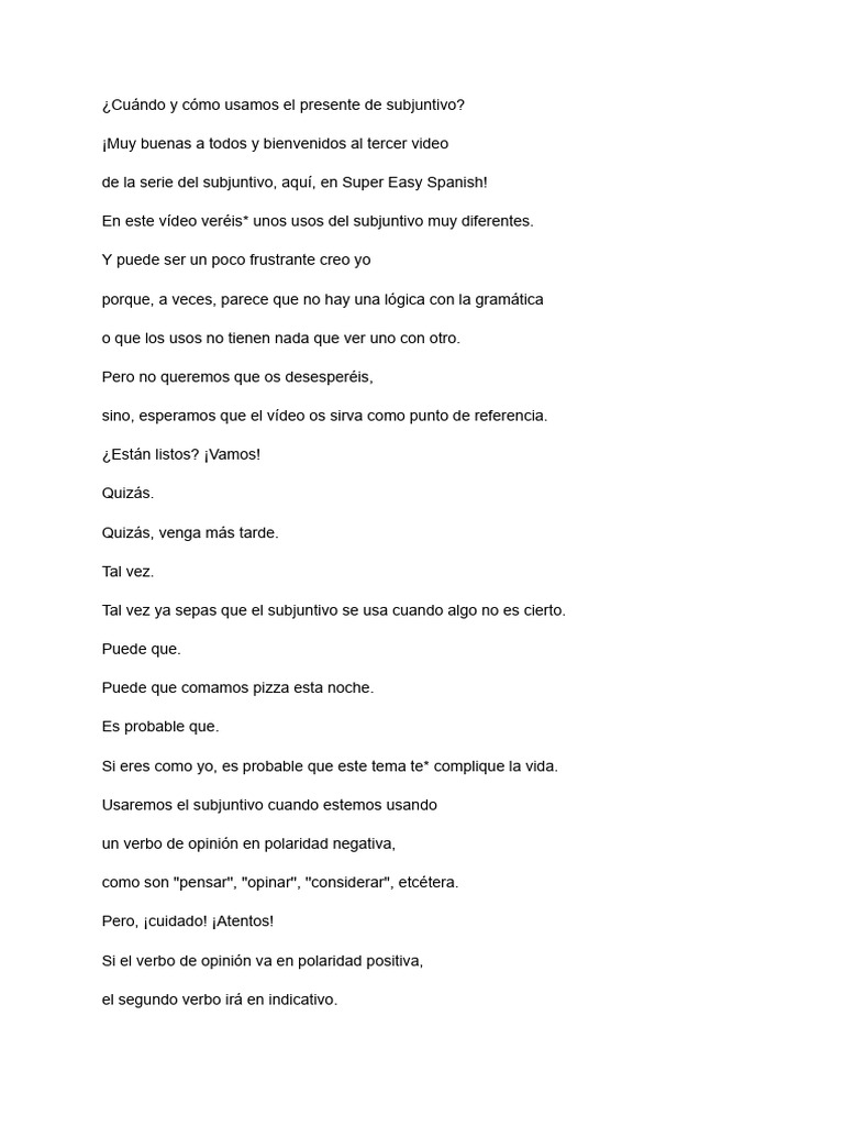 SES96 - Transcript in Spanish Only - 8 Examples of When To Use The ...