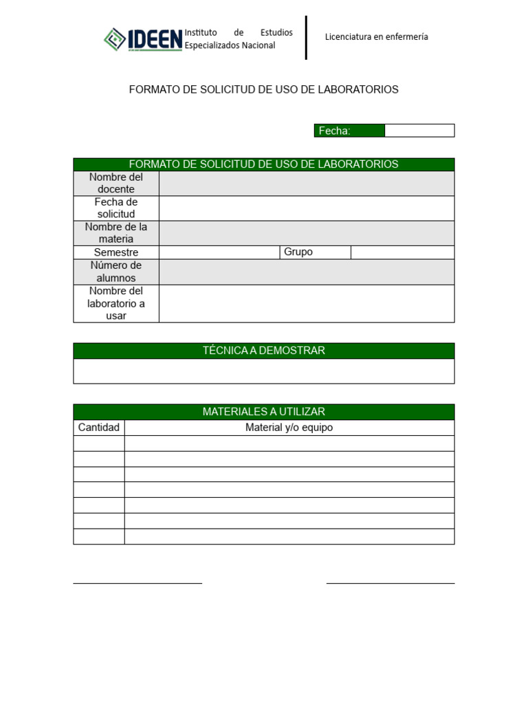 Formatos de Solicitud de Laboratorio | PDF