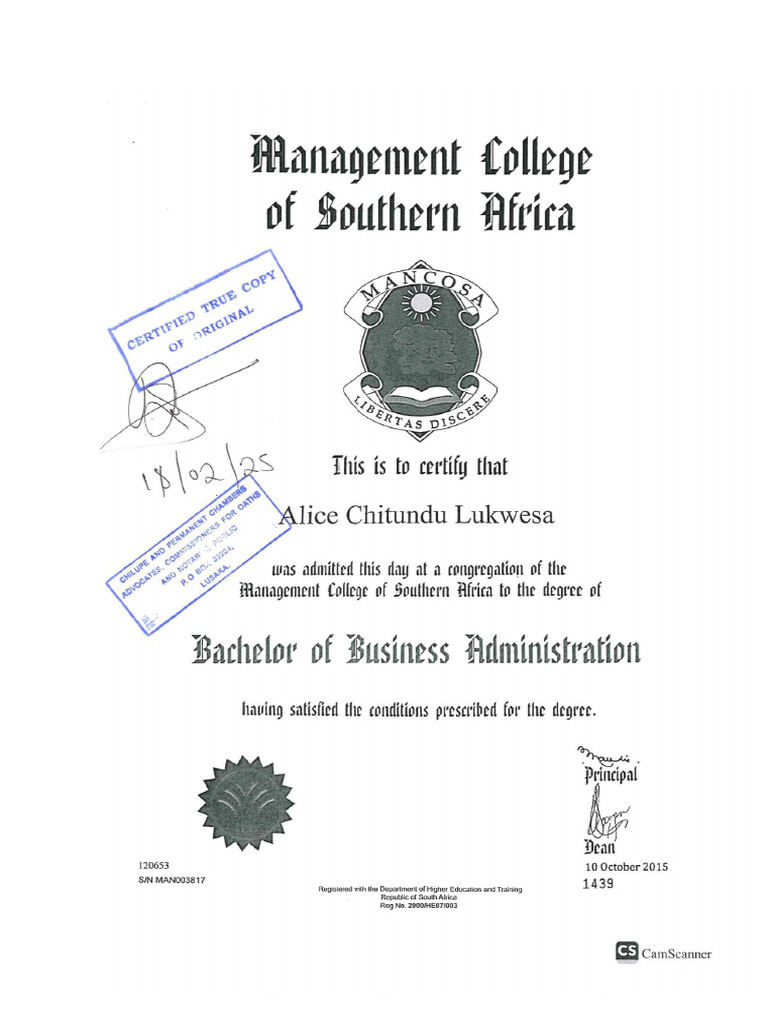 A. Lukwesa Degree | PDF