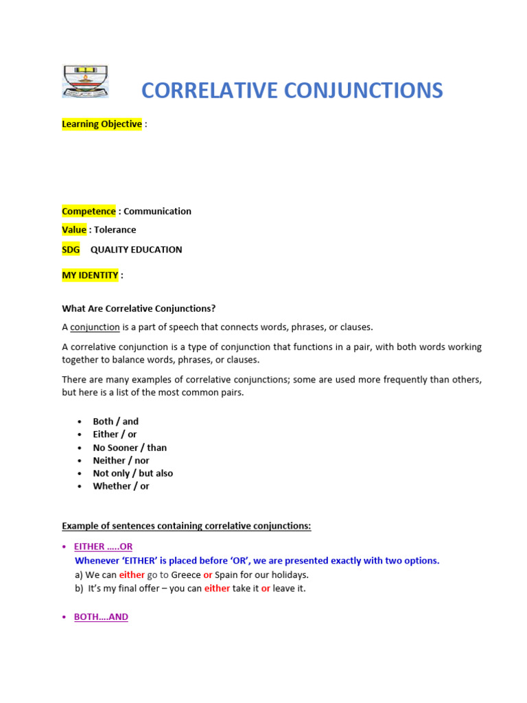 Coorelative Conjunctions Notes 2024 | PDF | Language Mechanics | Syntax