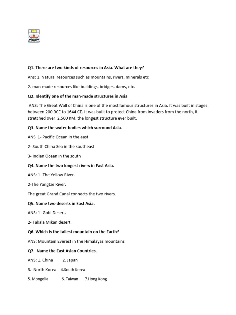 Geography of East Asia for Grade 7 | PDF