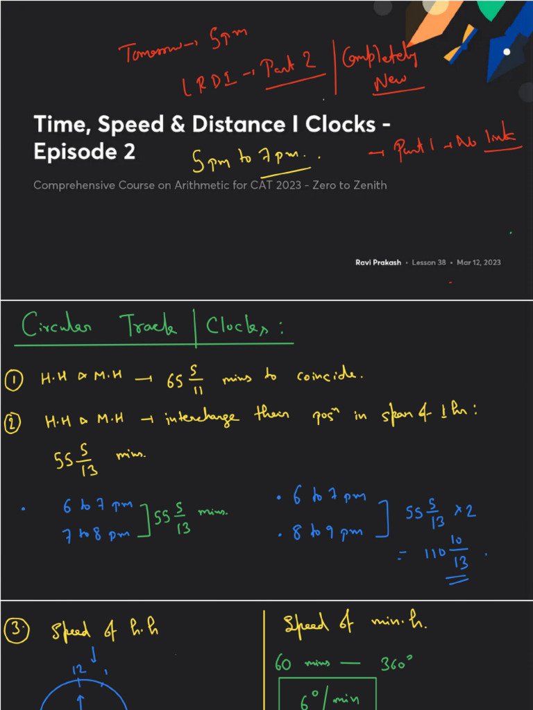 Time Speed Distance I Clocks Episode 2 With Anno | PDF