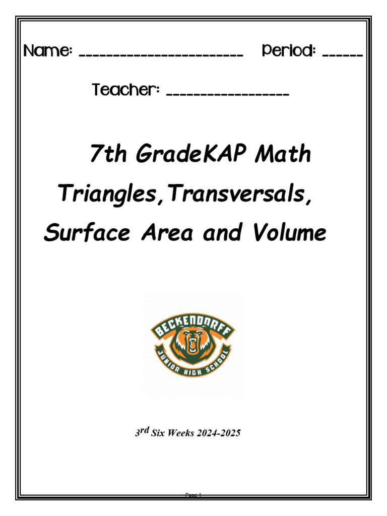 Parallel Lines, Transversals, Surface Area and Volume | PDF | Geometric ...