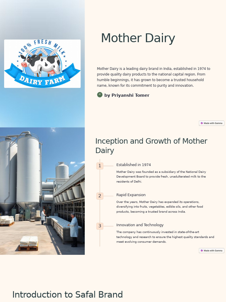 History of Mother Dairy | PDF | Cooking Oil | Vegetables