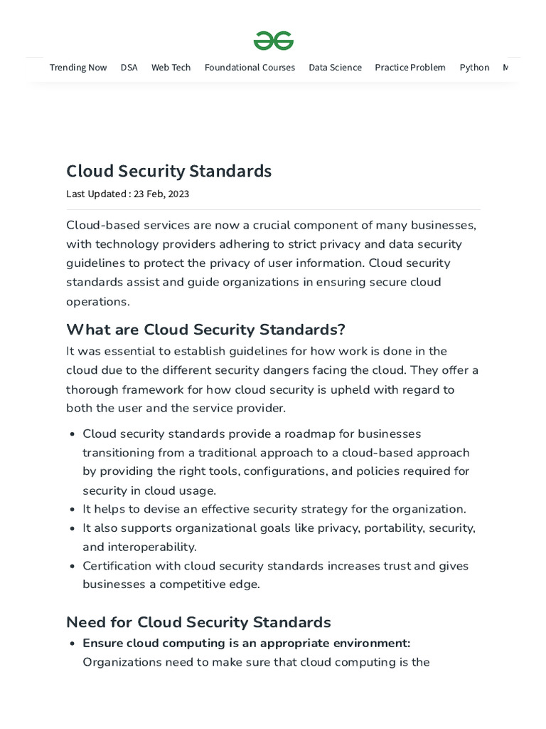 Cloud Security Standards Overview | PDF | Cloud Computing | Computer ...