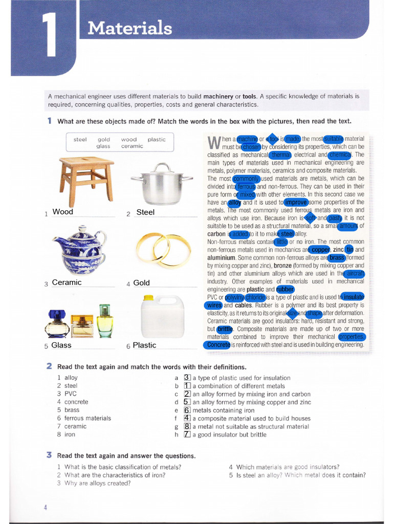 UNIT 1 - MATERIALS - PDF Sena Trabajoinglescompleto | PDF | Sustancias químicas | Átomos