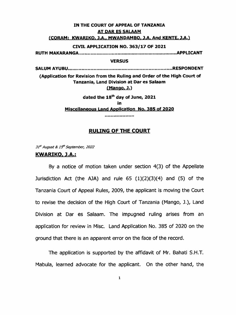 Makaranga vs Ayubu: Land Dispute Ruling | PDF | Appeal | Appellate Court