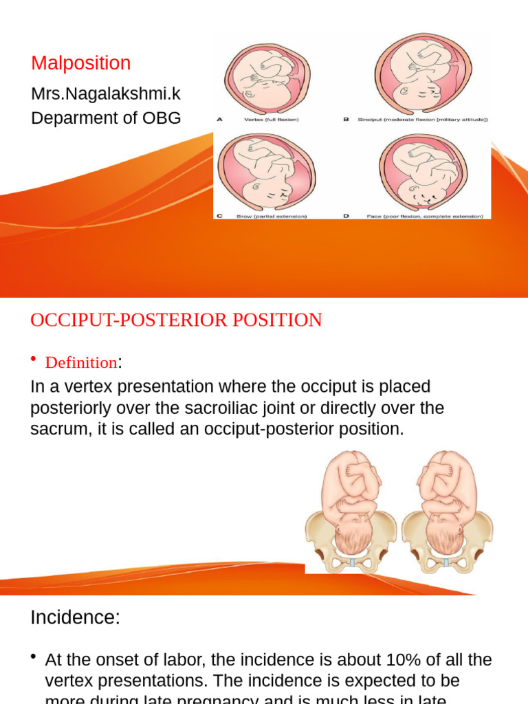 Malpresentation and Malposition | PDF | Pelvis | Anatomical Terms Of Motion