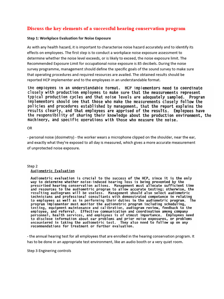 Key Elements of Hearing Conservation Programs | PDF | Noise | Safety