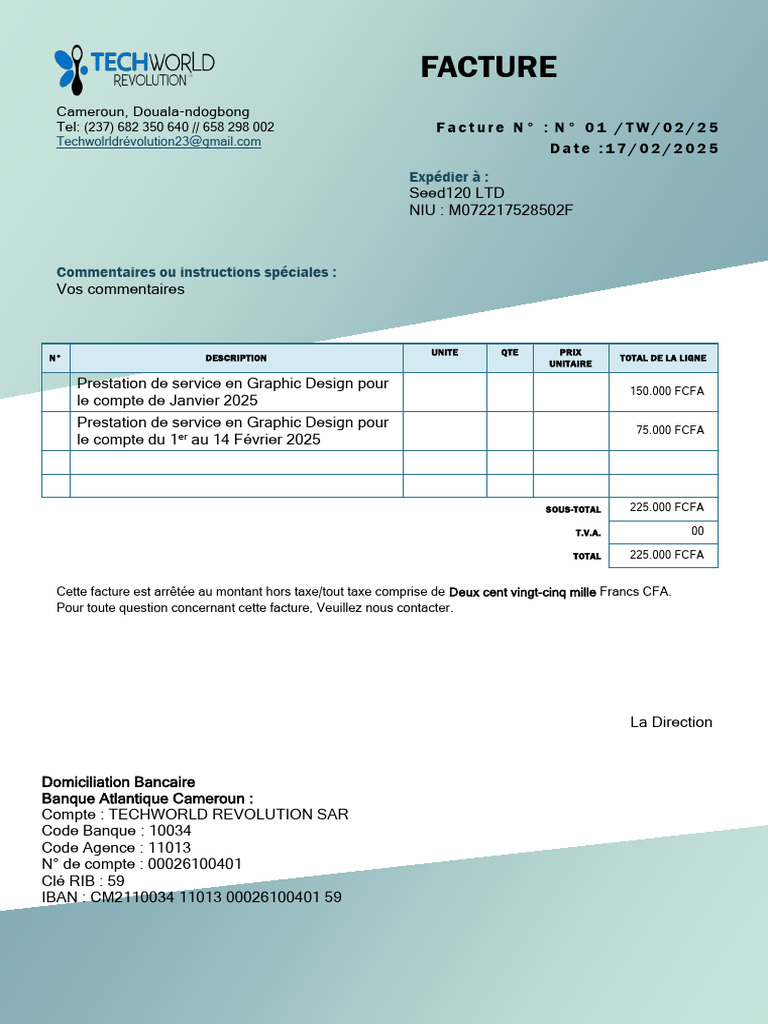 Facture Graphic Design - Seed120 LTD | PDF
