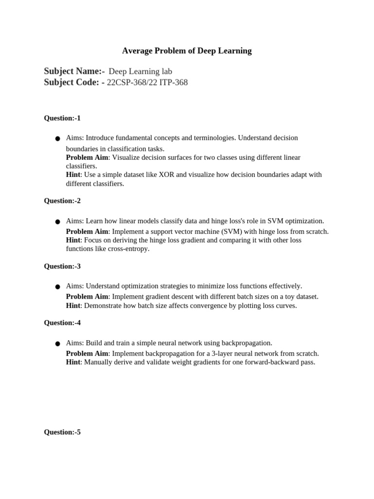 Deep Learning - Average Learner Problems | PDF | Deep Learning | Support Vector Machine