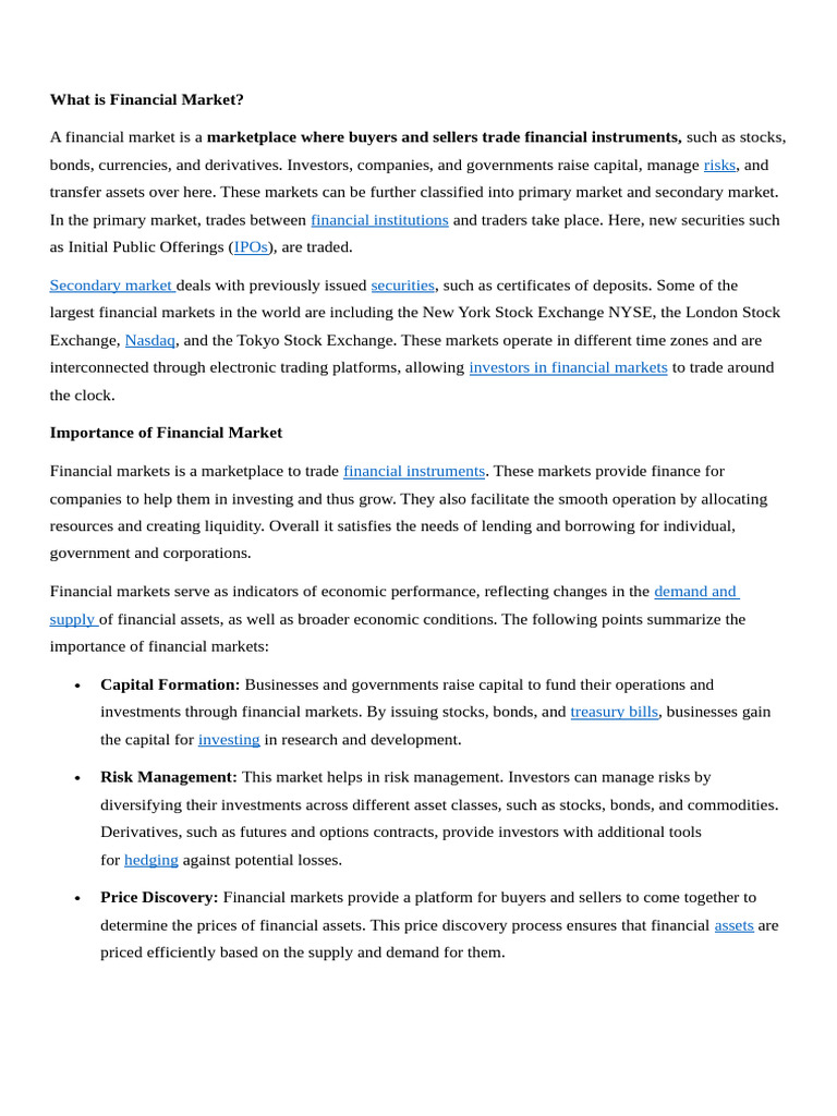 What Is Financial Market | PDF | Financial Markets | Investment Fund