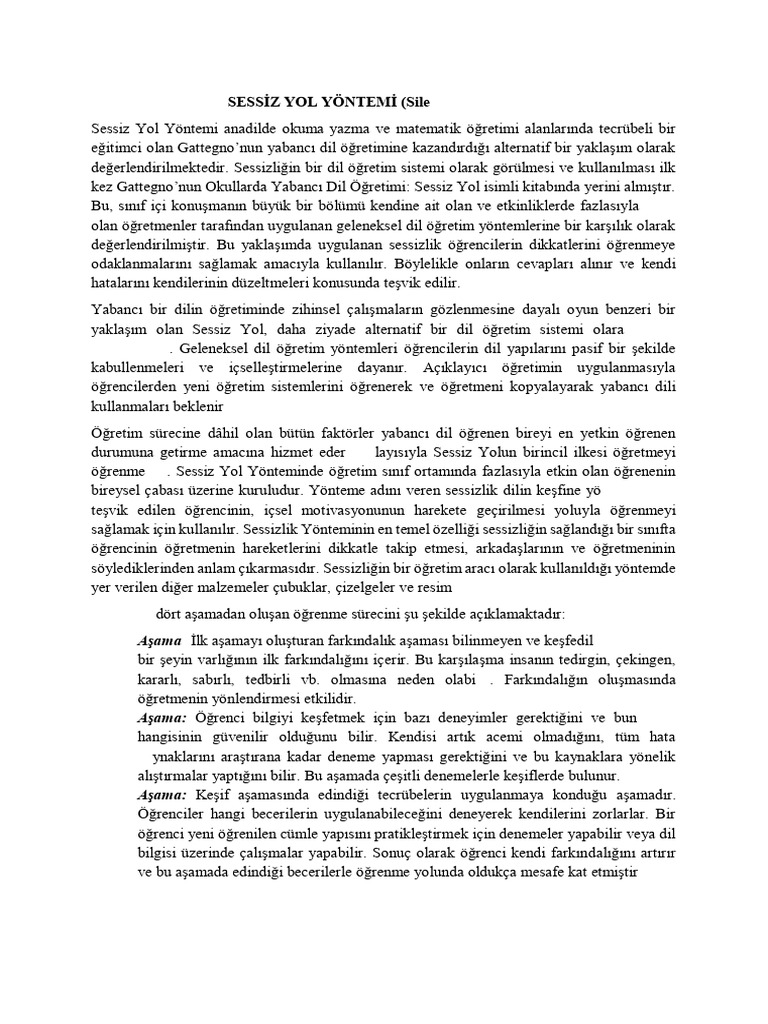 Sessi̇z Yol Yöntemi̇ | PDF