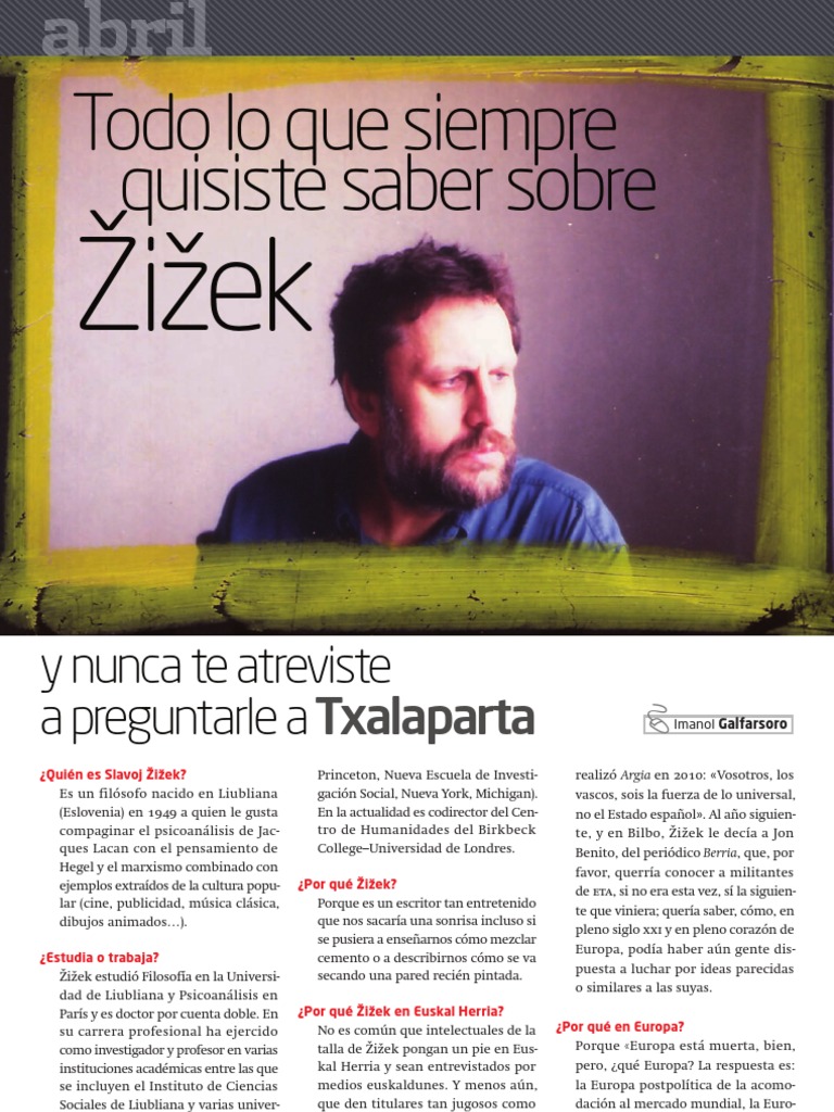 Todo Lo Que Siempre Quisiste Saber de Zizek y Nunca Te Atreviste A Preguntar A Txalaparta | PDF ...