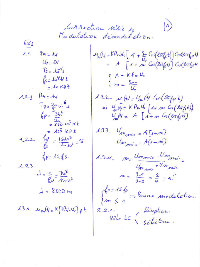 Correction Séri 10 Modulation Demodulation 2022 2023 | PDF