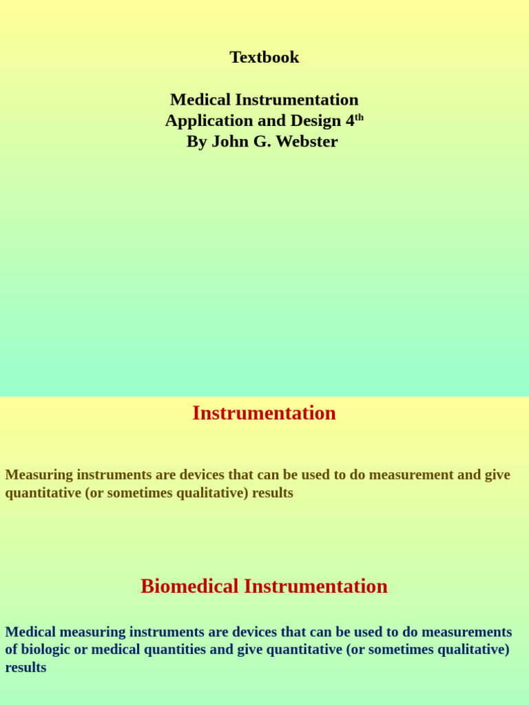 Biomedical Instrumentation Overview | PDF | Instrumentation | Sensor