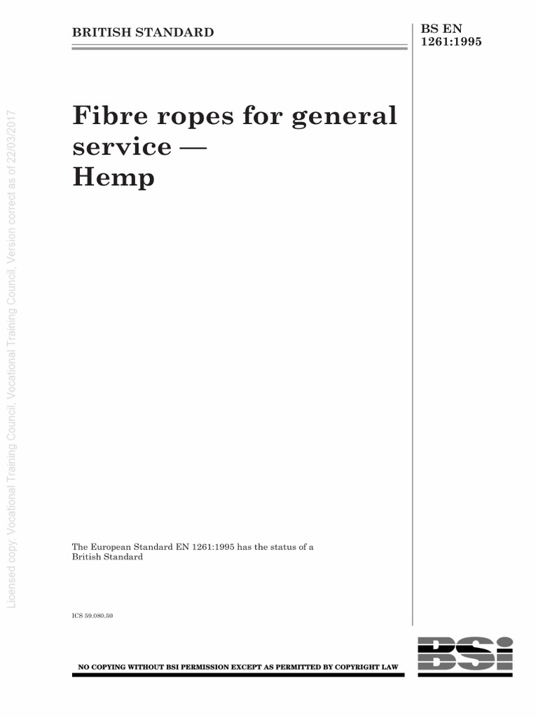 Bs en 1261-1995 Hemp (Canapa) | PDF