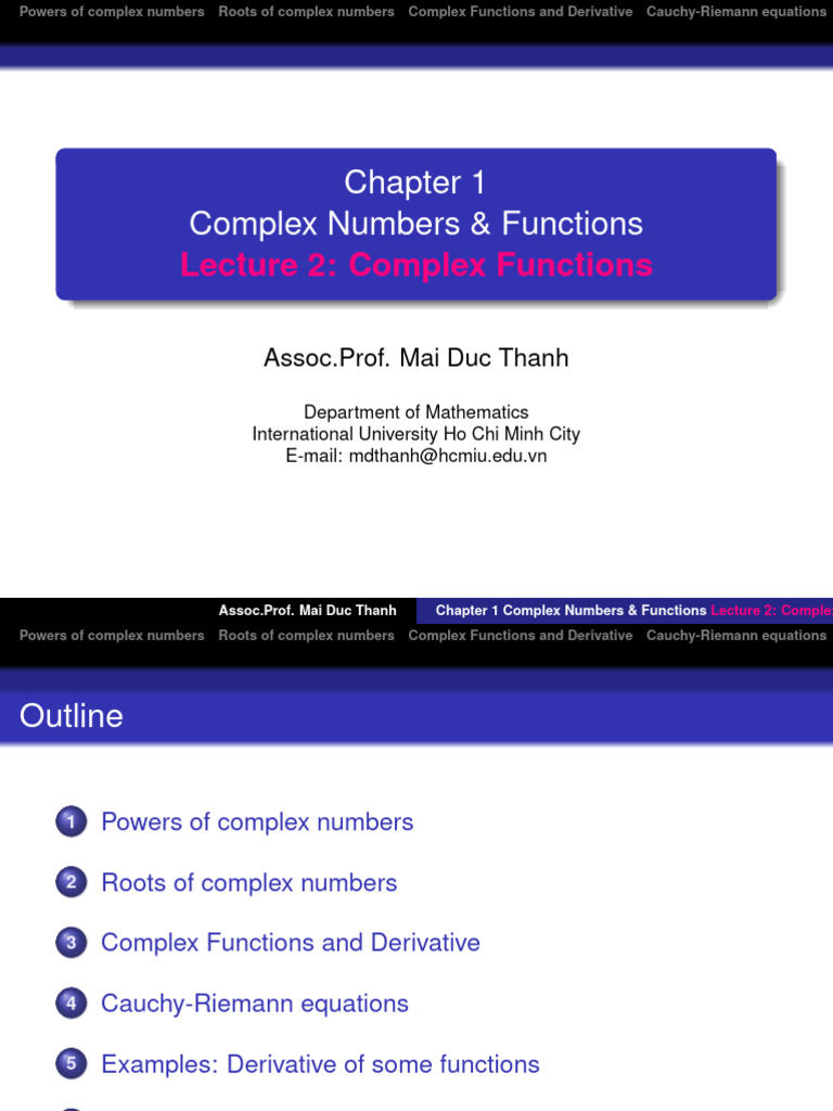 A2 - Chap1b - Complex Functions | PDF | Function (Mathematics) | Complex Number