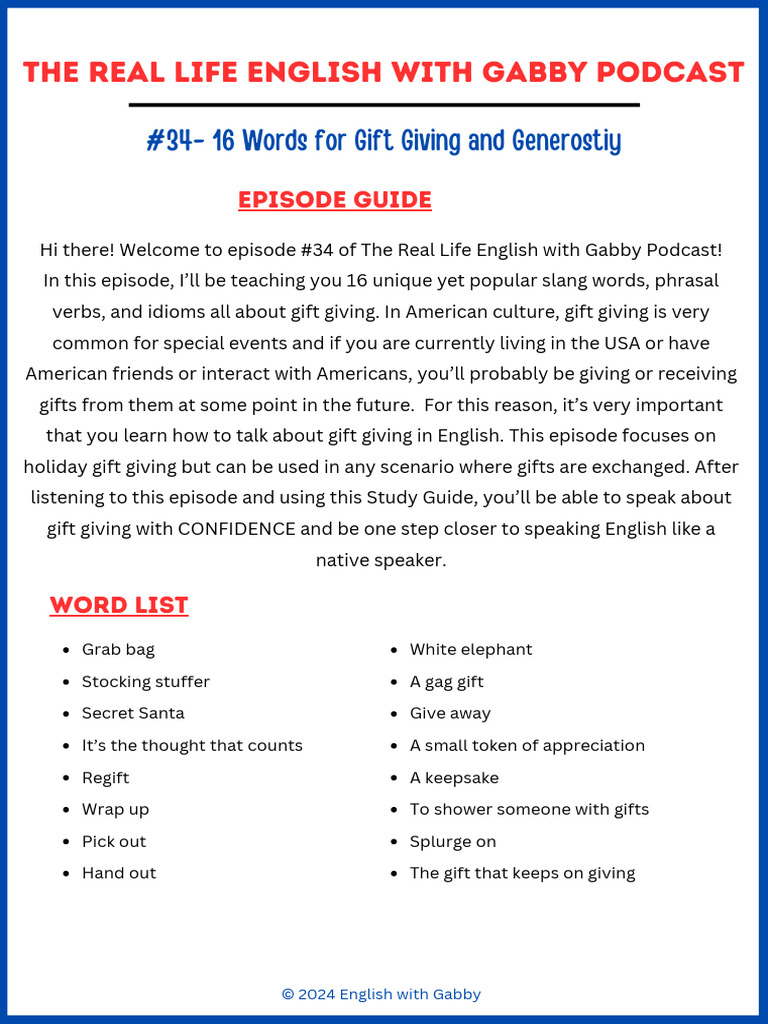 16 Gift Giving Terms Explained | PDF | Gift | English Language