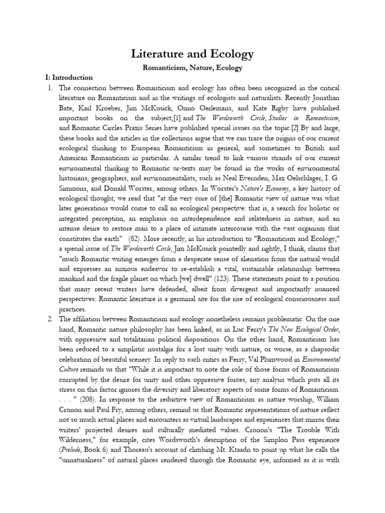Literature-and-Ecology | PDF | Ecocriticism | Romanticism