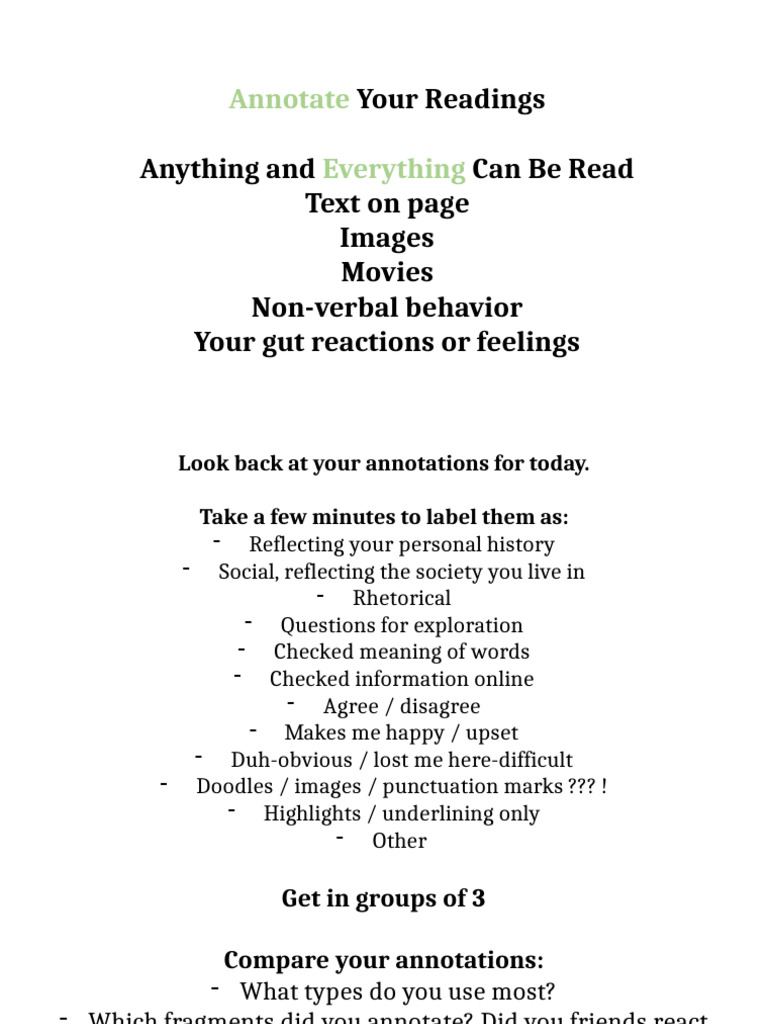 In-Class Work On Annotations | PDF