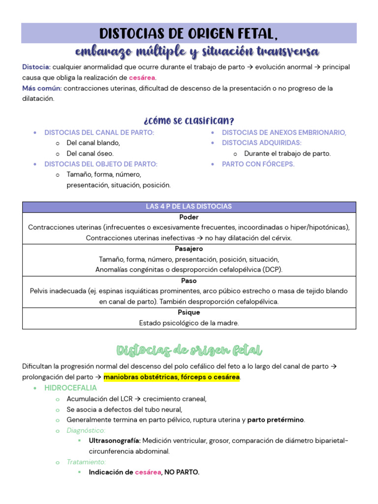 Distocia Fetal: Clasificación y Manejo | PDF | Parto | El embarazo
