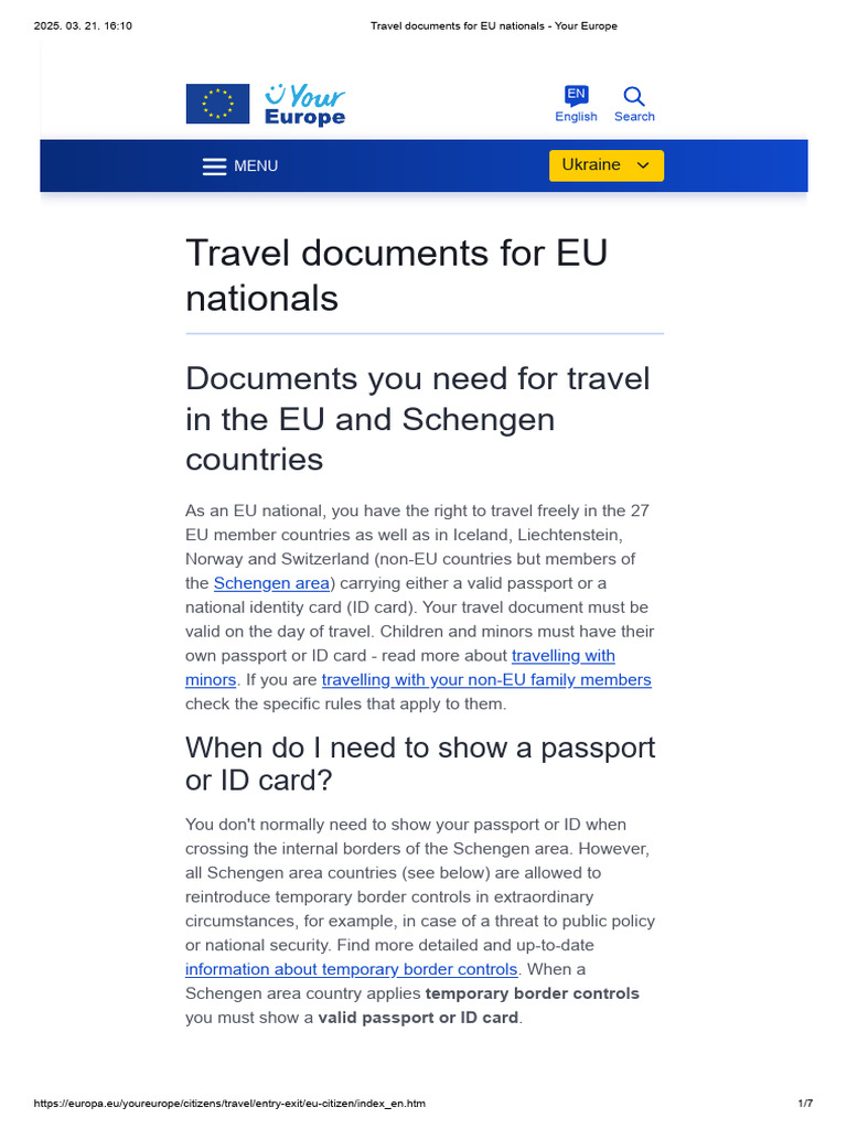Travel Documents For EU Nationals - Your Europe | PDF | Identity ...