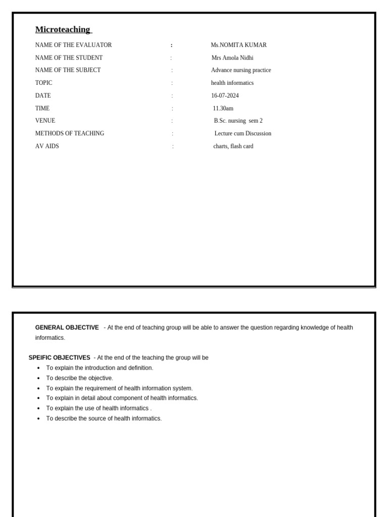 Micro Teaching On Health Informatics | PDF | Health Informatics ...