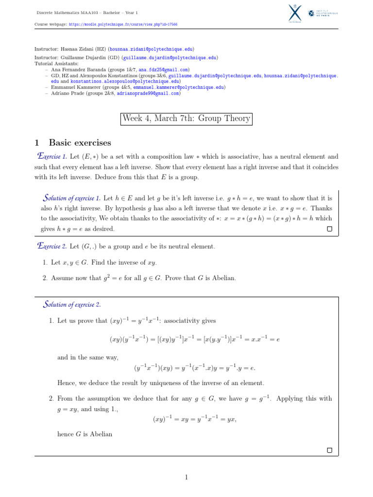 Week4 With Solutions | PDF | Group (Mathematics) | Mathematical Concepts