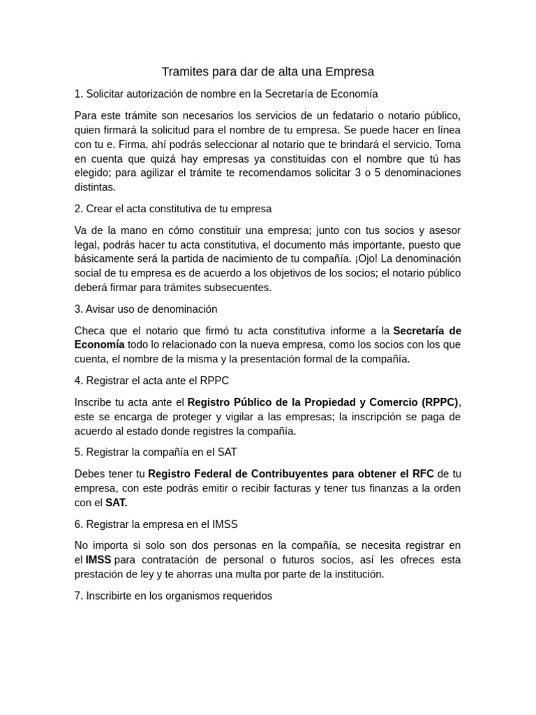 Guía para dar de alta una empresa | PDF | Business | Economias